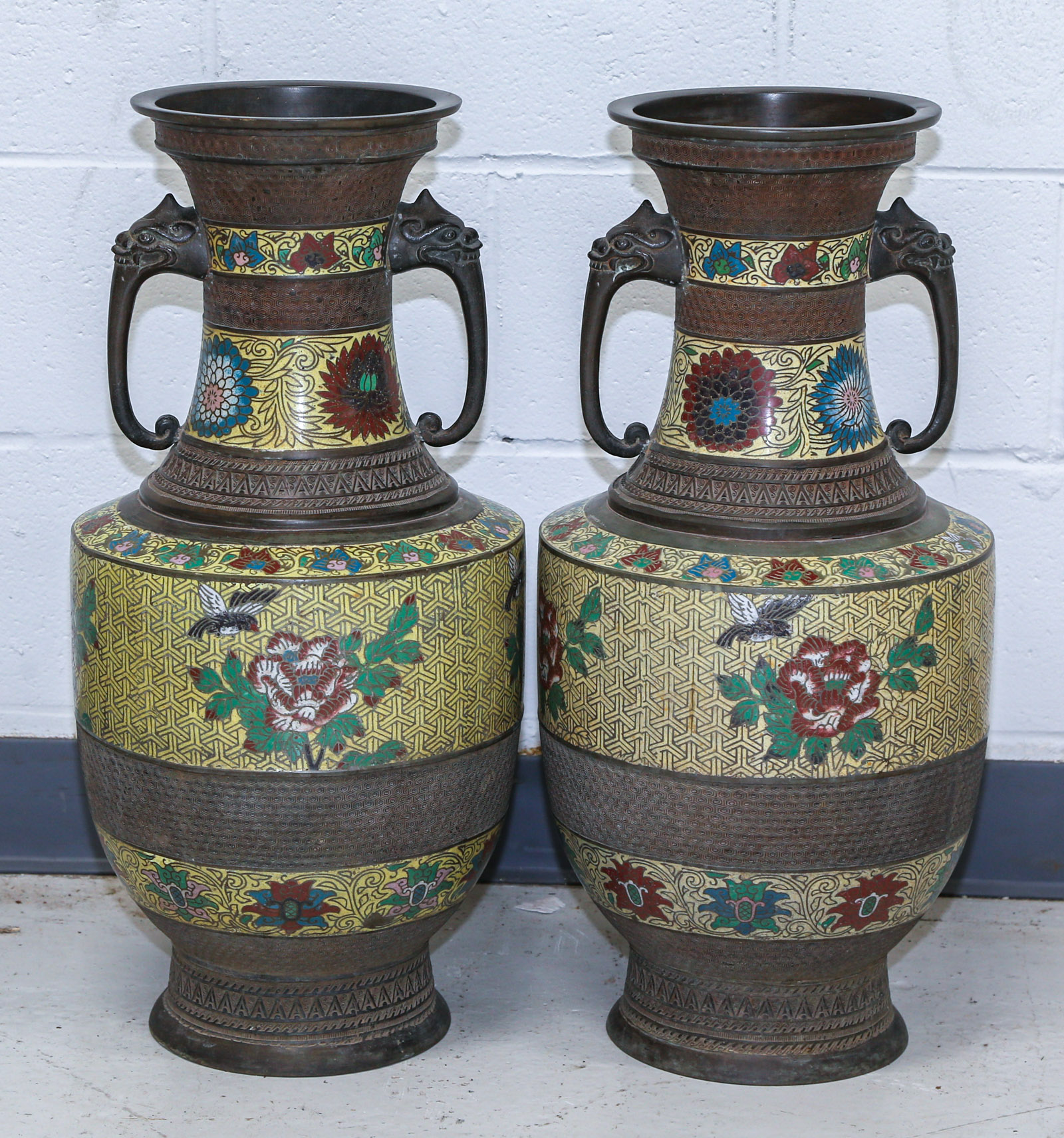 A Pair of Large Chinese Champleve Enamel Vases | Alex Cooper - Fine Art