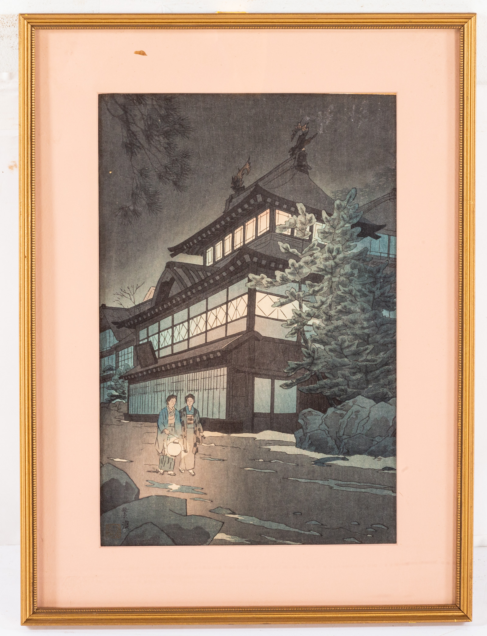 Shiro Kasamatsu. "Yudanaka Hot Spring, Shinsu," color woodblock print ...