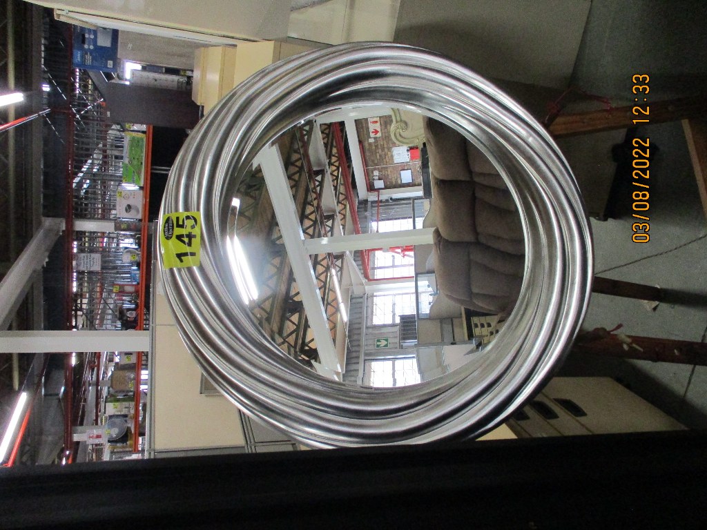 145 - 1 X SILVER ROUND MIRROR .. CONDITION: PLUS 15% VAT & 10% BUYERS ...