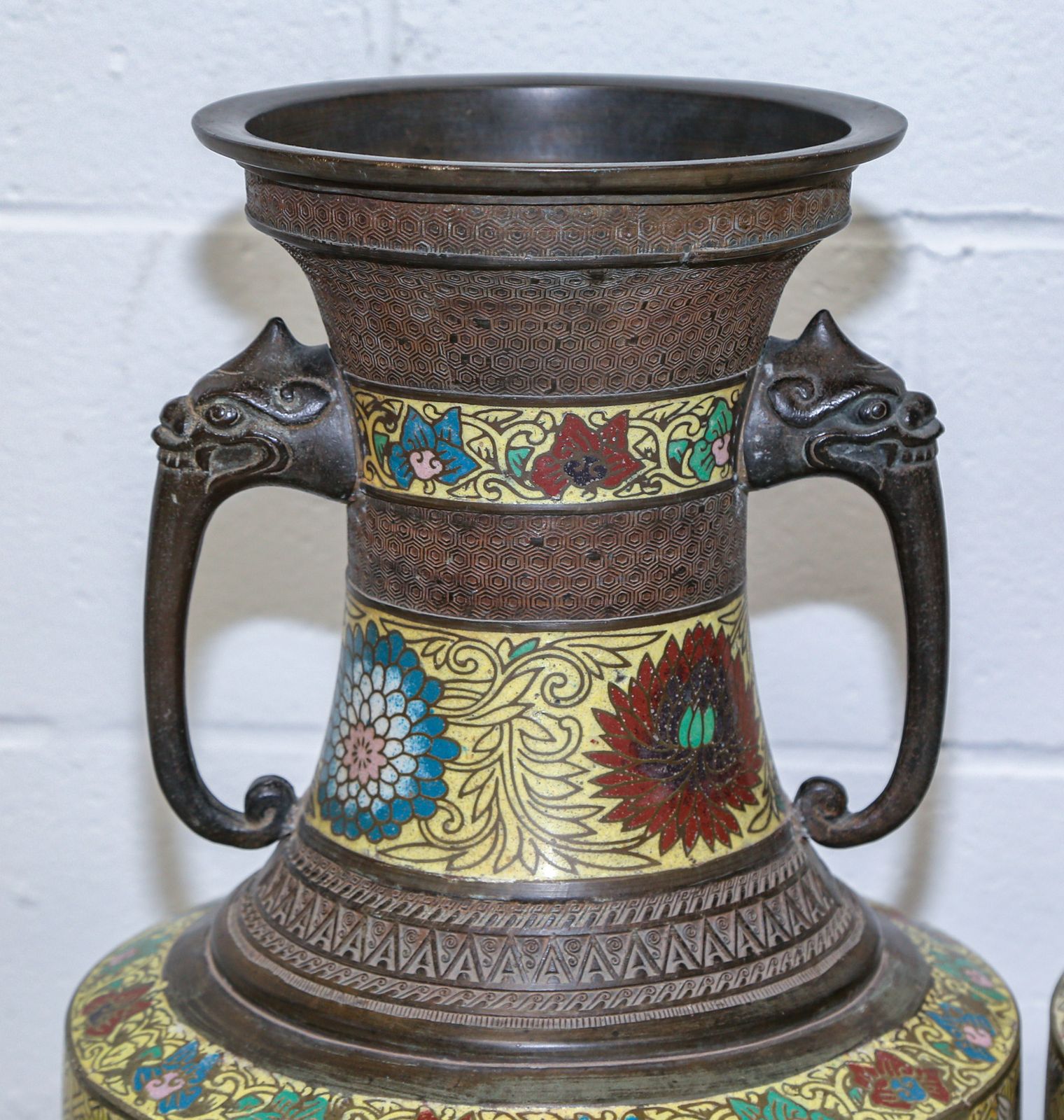 A Pair of Large Chinese Champleve Enamel Vases | Alex Cooper - Fine Art