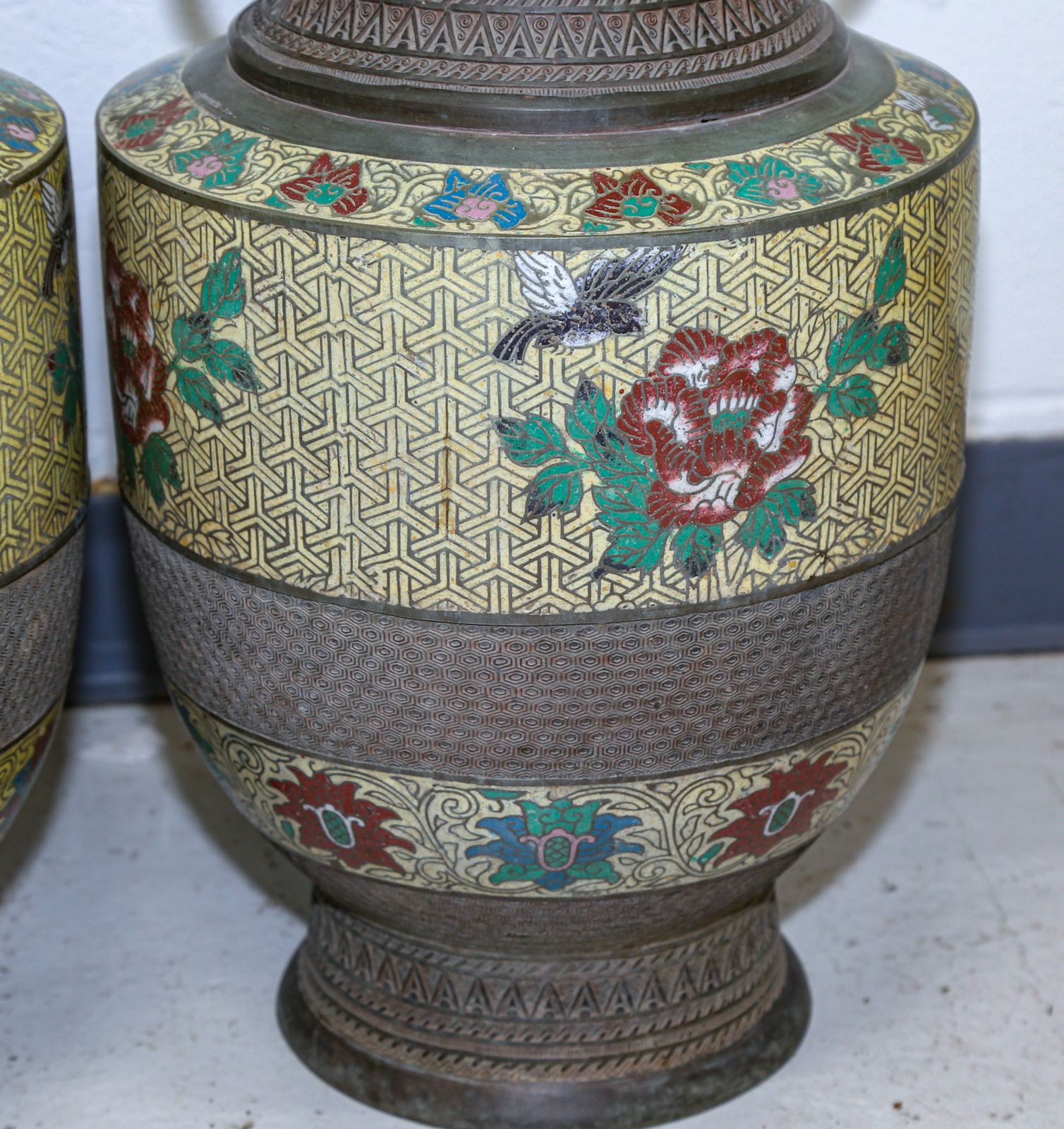 A Pair of Large Chinese Champleve Enamel Vases | Alex Cooper - Fine Art