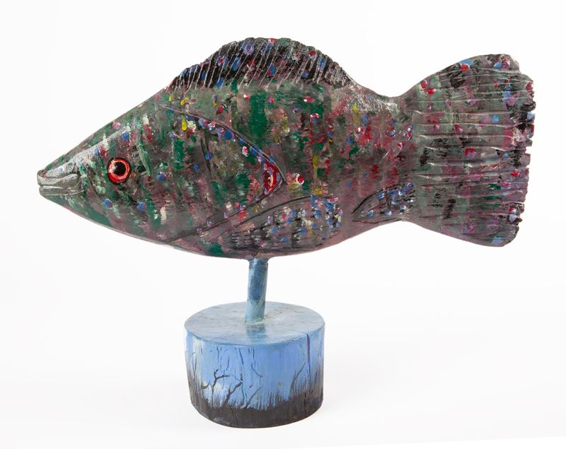 Isaac Smith "Fish" hand carved & painted wood | Barnebys