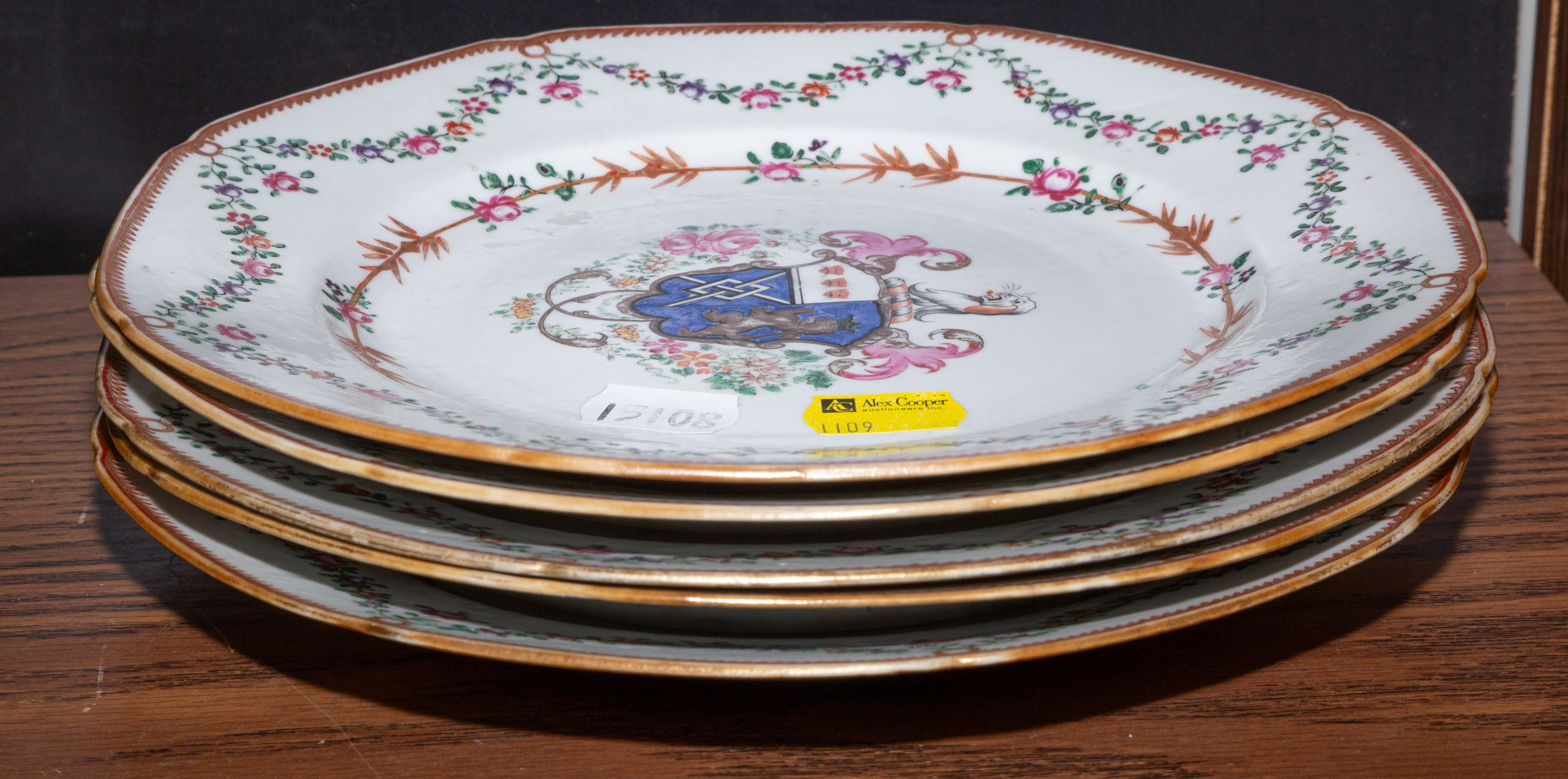 Five Chinese Export Famille Rose Armorial Plates | Alex Cooper - Fine Art