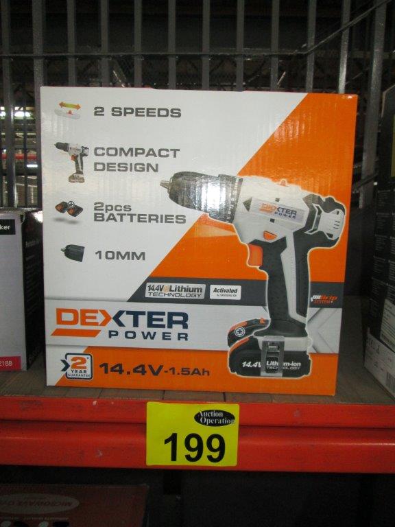 199G - 5 X LI -ION CORDLESS DRILL DEXTER POWER 14.4 V .. CONDITION ...