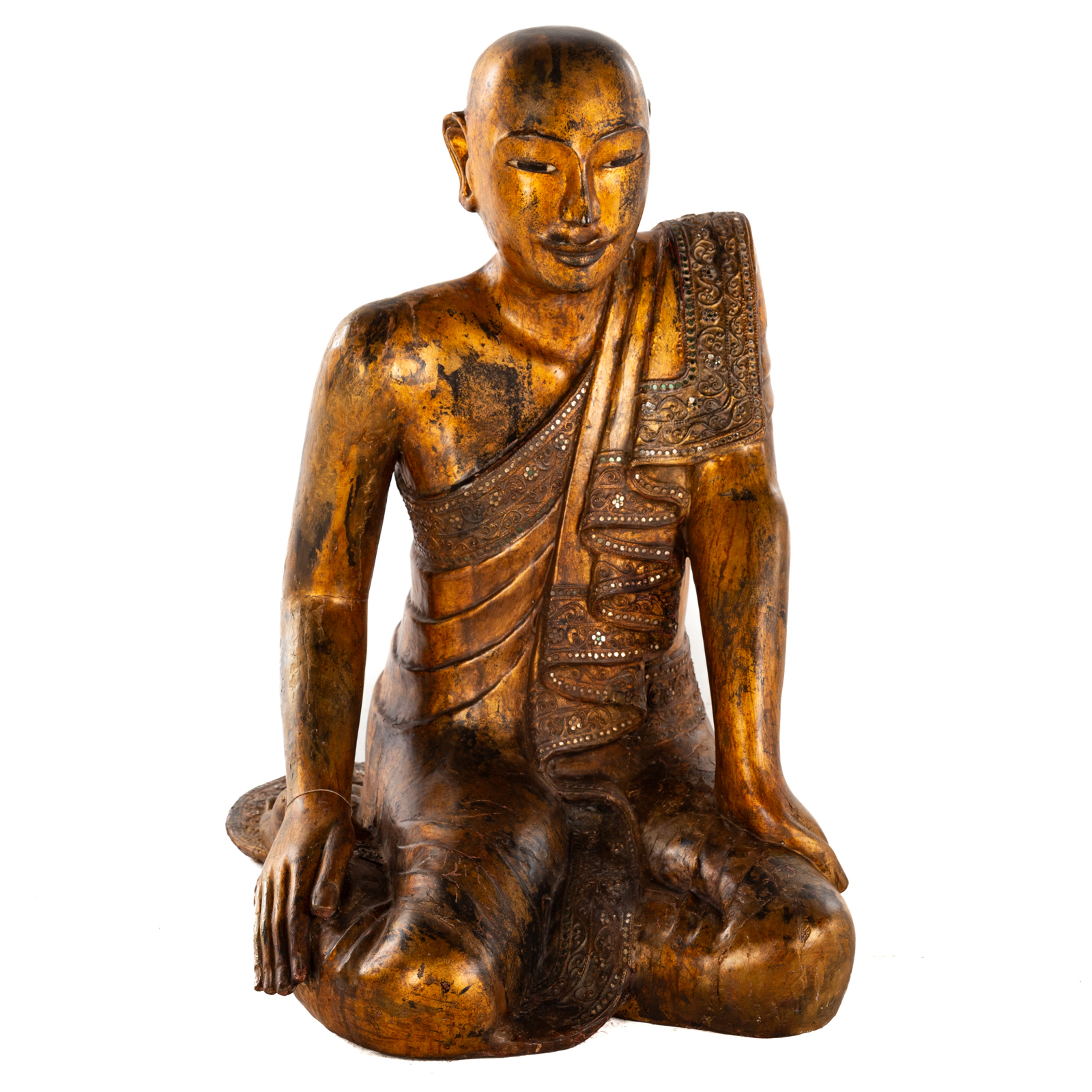 A Wooden Burmese Figure of a Temple Monk | Alex Cooper - Fine Art