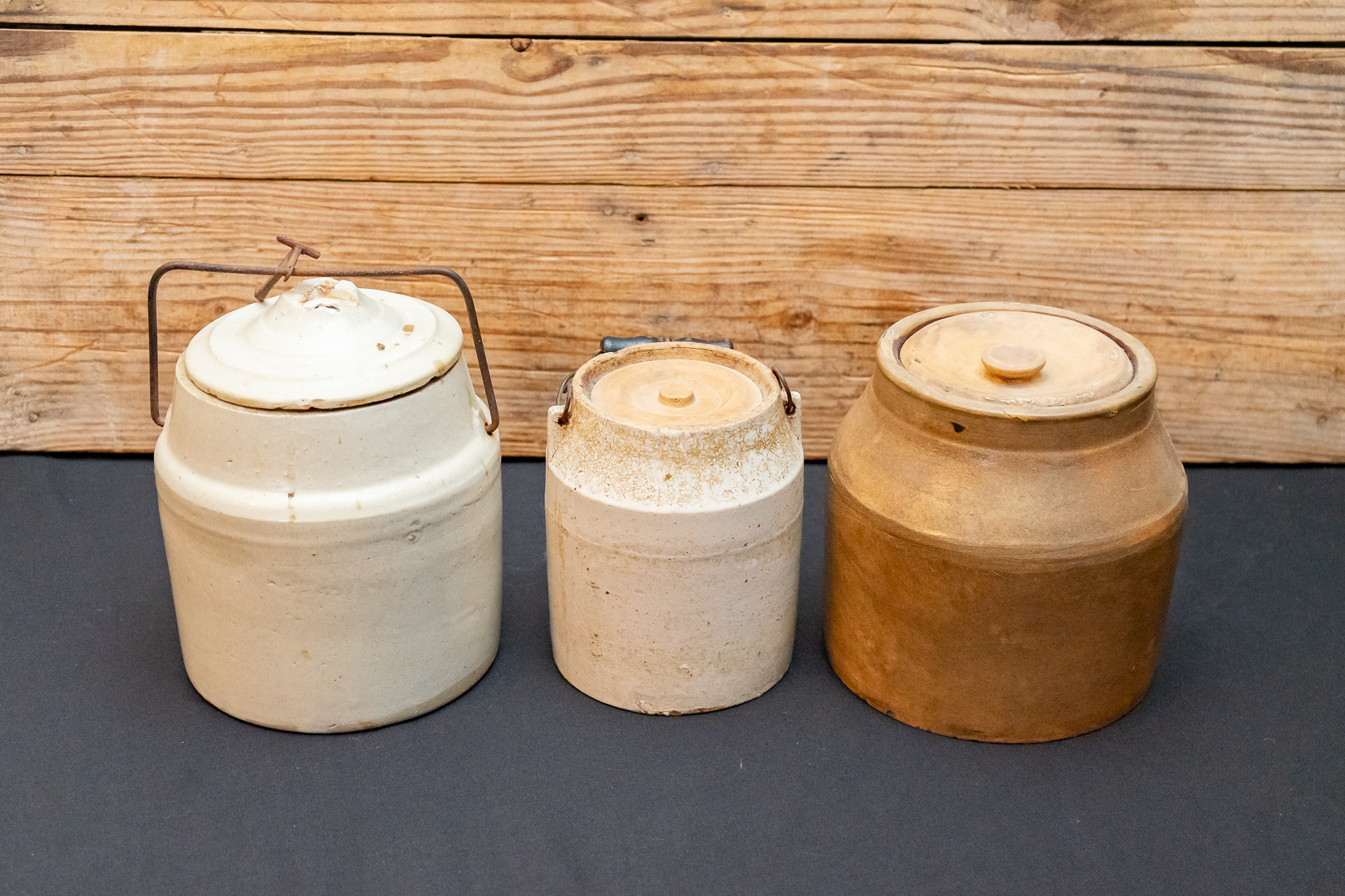 Three Stoneware Crocks with Lids | Harritt Group, Inc