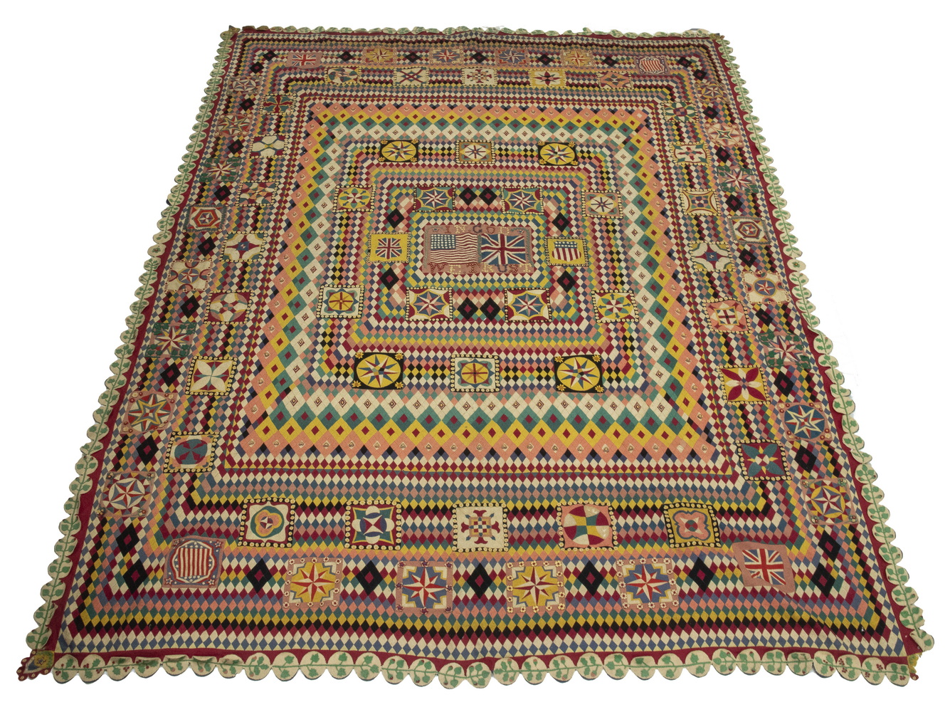 INCREDIBLE 1860'S BRITISH SOLDIER-MADE QUILT OF FELT INTARSIA ...